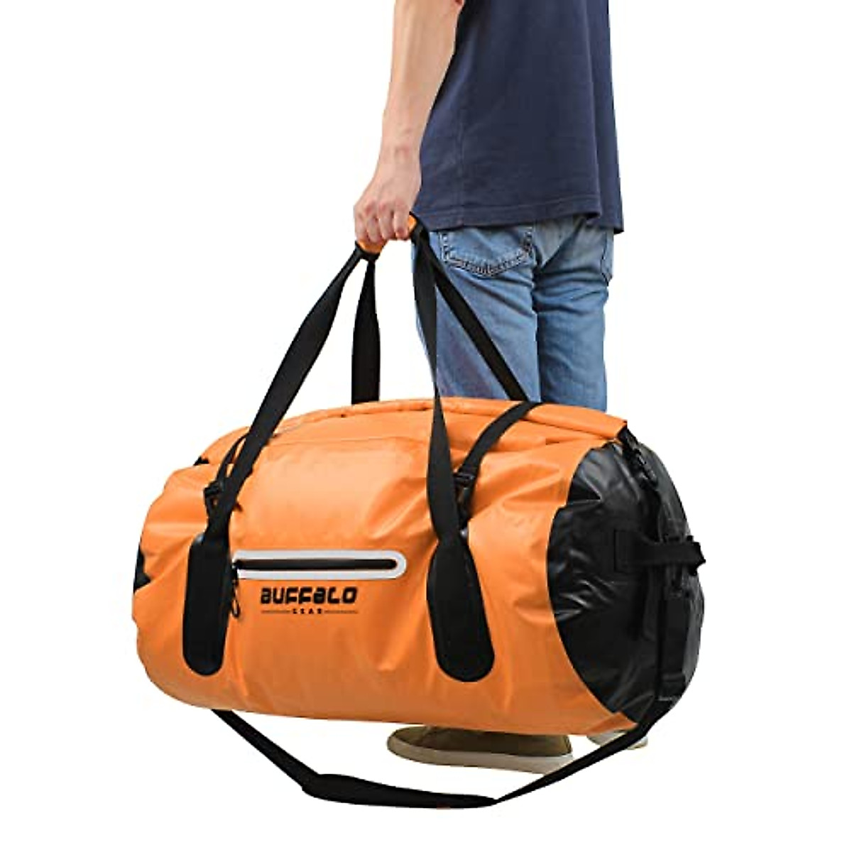 Buffalo Gear Drybag 80L Waterproof Duffel Dry Bag Heavy Duty Duffle Travel Bag for Kayaking, Rafting, Boating, Fishing,Camping, Orange
