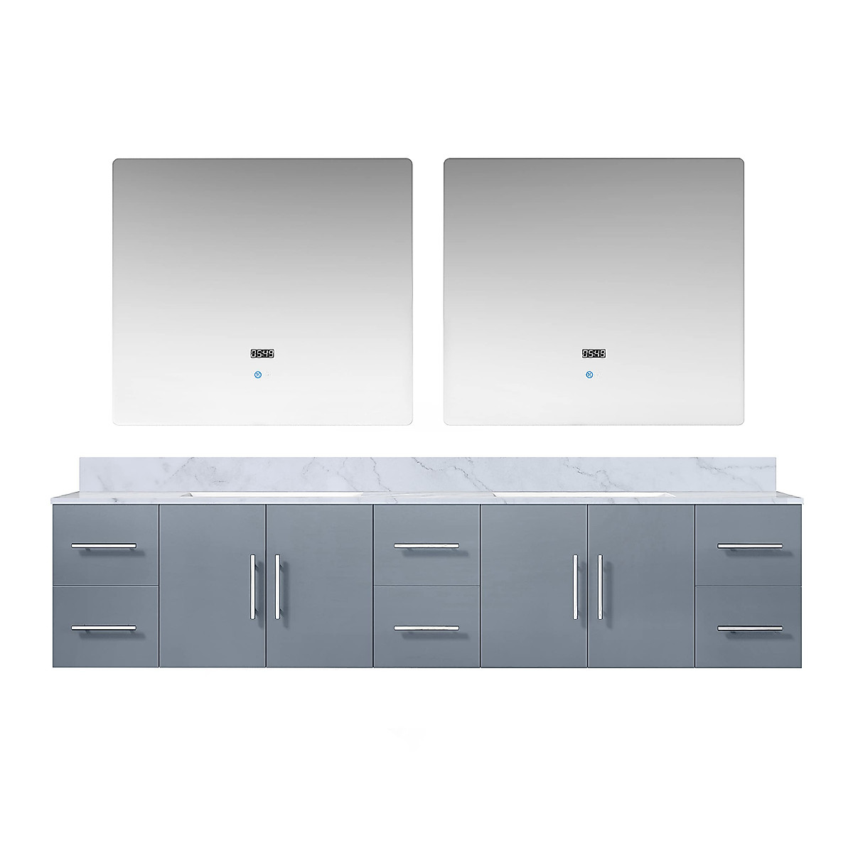 Bell+Modern Sonoma 84 in. W x 22 in. D Dark Grey Double Bath Vanity, Carrara Marble Top and 36 in. LED Mirrors