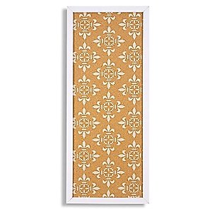 Long Decorative Cork Board for Walls, White Framed Tack Bulletin Board with Floral Print for Bedroom, Dorm Room (10 x 24 in)