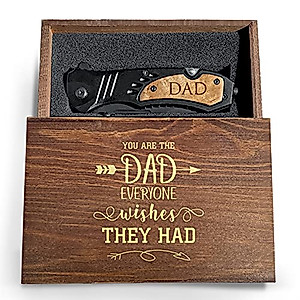 Krezy Case Best Pocket Knife for Dad, Pocket Knife for Daily Use, Engraved Pocket Knife W/Wood Handle and Box for Dad, Fathers Day Idea