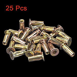 uxcell Multi-Grip Rivet-Nut, M8 Pre-Bulbed Shank Carbon Steel Color-Zinc-Plated Flat Head Threaded Insert Nut 25Pcs