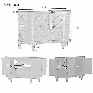 GODAFA Antique Pattern Accent Storage Cabinet with Wooden Sideboard-Ideal for Hallway, Entryway, Living Room, Bedroom, Black