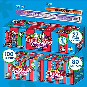 Otter Pops, Original Assorted Freezer Pops, 1oz Freeze Pops in Six Zippy Flavors, 100 Count, (85100)