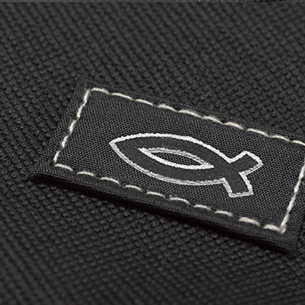 Christian Art Gifts Men/Women's Bible Cover Jesus Fish, Black Canvas, Large