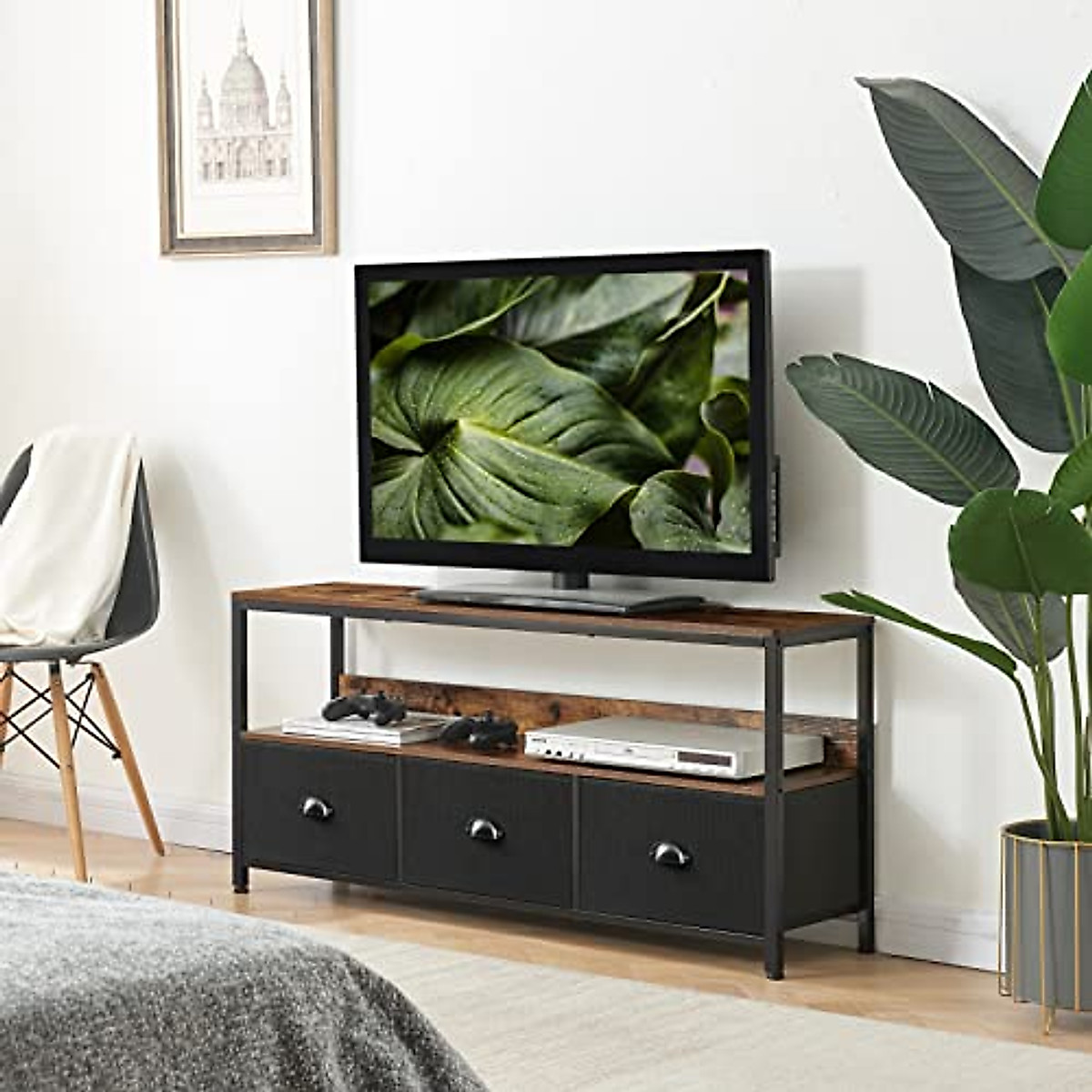 PRAISUN Dresser TV Stand with Storage and Drawers , Wide Dresser for Bedroom, Entertainment Center for 55 inch TV for Living Room, Chest, Closets and Nursery - Black and Rustic Brown