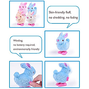 WAMSOLE Bunny and Jumping Chick Wind Up Toys Novelty Chicken Hopping Windup Toy for Kids Toddlers Adult Easter Egg Hunt Basket Stocking Stuffers Party Favors Goody Bag Fillers Gifts (Rabbit)