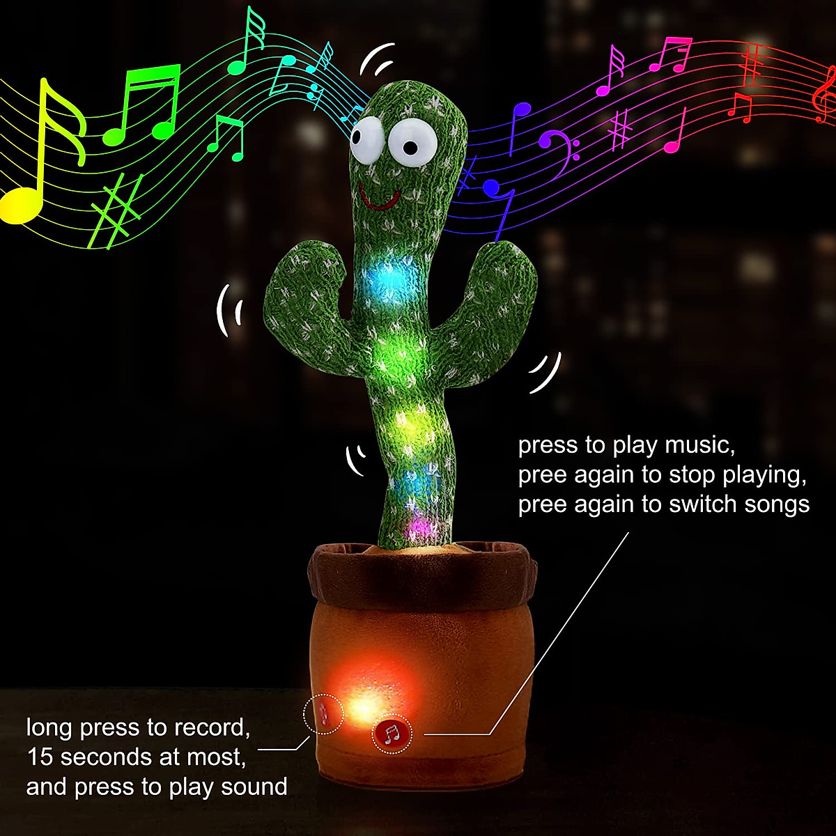Hongsome Talking Cactus Mimicking Toy,Cactus Baby Toy That Repeat What You Say Singing Dancing,Funny Plush Toy Gifts for Babies Boys Girls Kids