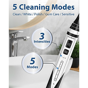ORAL MASTER Kids Electric Toothbrush with Sonic Motor, 5 Cleaning Modes, Smart Timer, Rechargeable Wireless Charging, Soft Bristle Replacement Brush Heads for Ages 3 and Up
