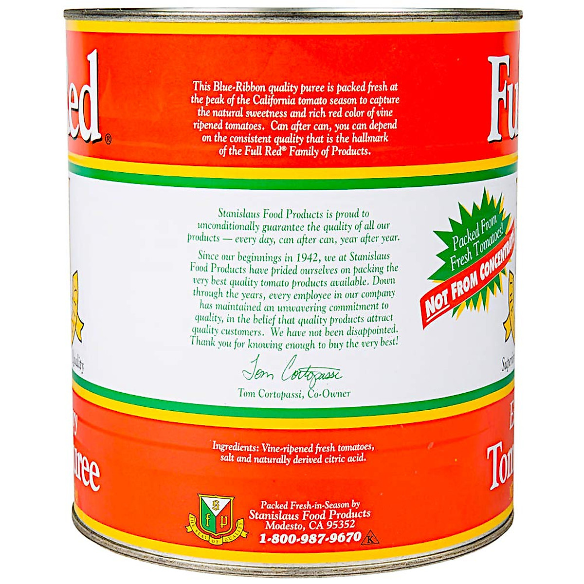 Stanislaus, Full Red Extra Heavy Tomato Puree (Pack of 2), Chicago-style Pizza & Passato-Style Sauces, Size #10 Can (6 lb, 6 oz) 102 oz (each) + Includes-Free Basil Leaves from Rhino Fine Foods.071oz