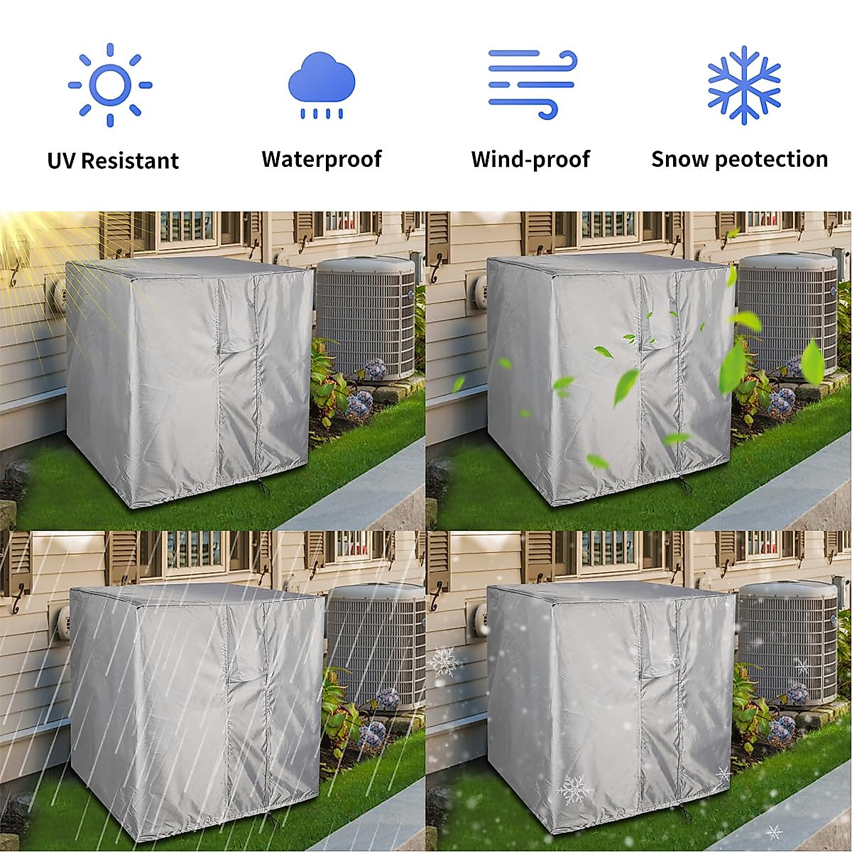 Homydom Air Conditioner Covers for Outside Units Fits up to 30"x30"x32" Full Winter AC Unit Covers Outdoor Protection