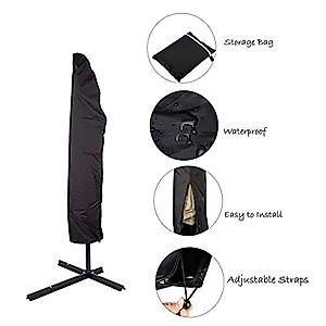 FLR Umbrella Cover with Zipper Outdoor Waterproof Dustpoof Lightweight Patio Umbrella Parasol Covers Offset Umbrella for 7-11ft Outdoor Garden Beach Umbrellas-Easy to Use