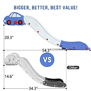 Kids Slide for Bed Couch Slide for Stairs Slide Extended Widened Toddler Slide Plastic Indoor Slide Toy Easy to Assemble Store Car Blue Plus