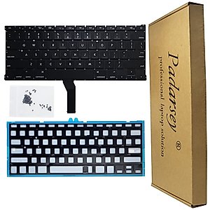 Padarsey Replacement Backlight Backlit Keyboard with 80 PCE Screws Compatible for MacBook Air 13-Inch A1369 A1466 MC965LL MC966LL EMC 2559 MD231LL/A MD760LL/A Series 2011 2012 2013 2014 2015