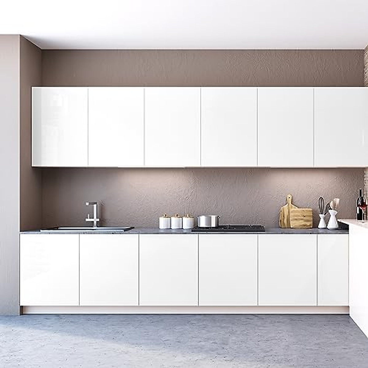 Fixwal 17.3" x 335" Contact Paper Peel and Stick, Wallpaper Paper for Cabinets, PVC Self Adhesive and Removable Wallpaper for Desk Drawer Shelf Liner Wall Kitchen Furniture, White