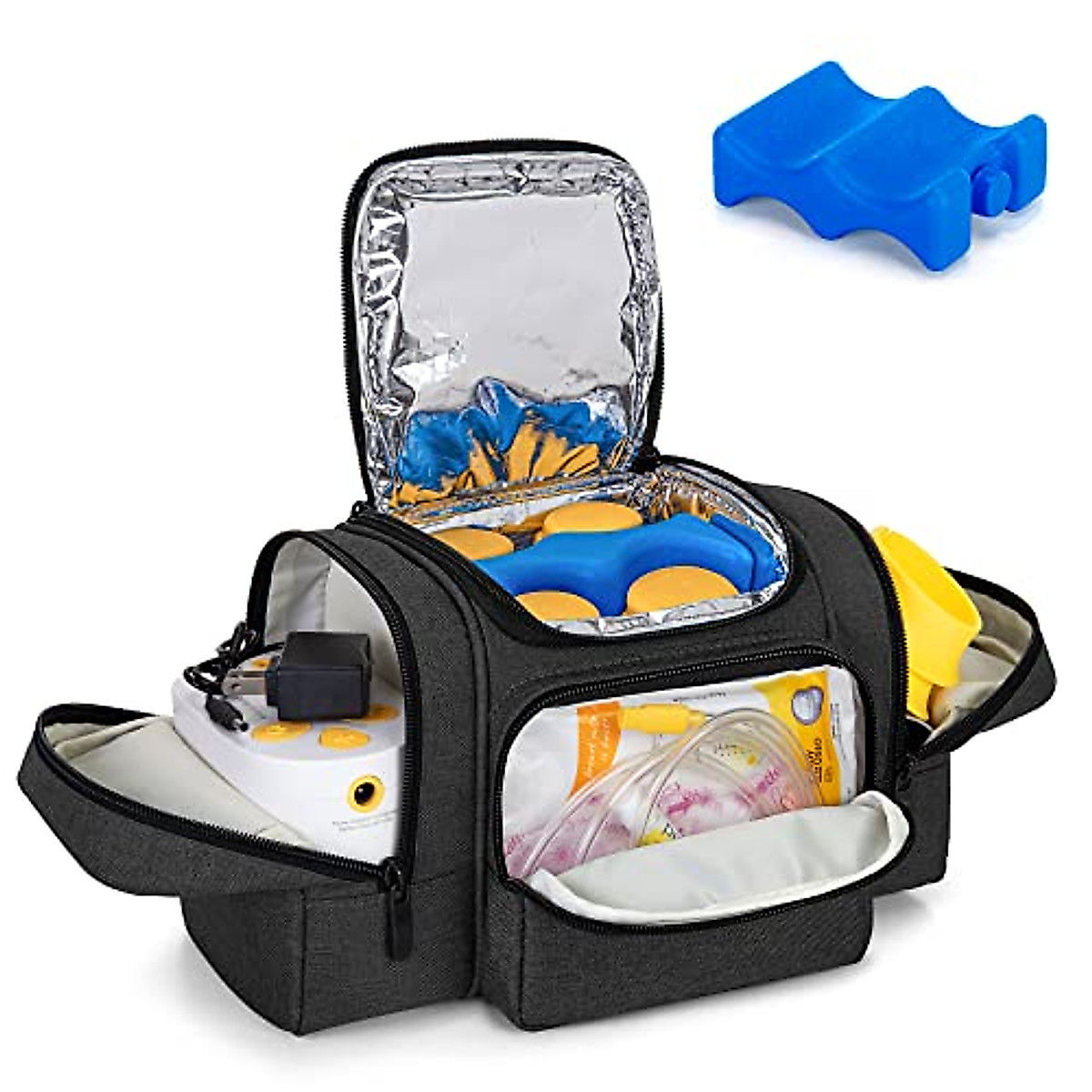 BAFASO Wearable Breast Pump Bag with an Ice Pack, Insulated Breast Pump Bag Compatible with Medela Pump in Style (Patent Pending), Black