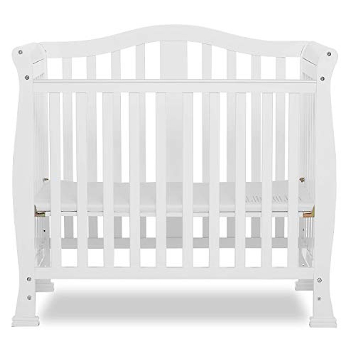 Dream On Me Addison 4-In-1 Convertible Mini Crib In White, Greenguard Gold Certified, Non-Toxic Finishes, Built Of New Zealand Pinewood, Comes With 1” Mattress Pad