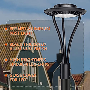 Yihuven 150W Led Post Top Light, 21000Lm(950W Equi), 5000K Daylight, IP67 Waterproof Outdoor LED Circular Area Pole Lighting Fixture for Street Garden Yard Pathway Driveway Front/Back Door