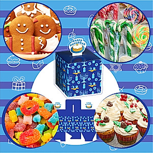 Yeaqee 32 Pcs Hanukkah Goody Candy Boxes for Gift Giving Chanukah Treat Boxes Hanukkah Cookie Boxes Tins Holiday Cardboard Gift Wrap Boxes Paper Gift Holder for Party Favor Supplies, 8 Styles