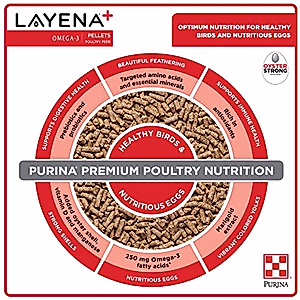 Purina Layena+ | Nutritionally Complete Layer Hen Feed | Omega 3 Formula - 40 Pound (40 lb) Bag