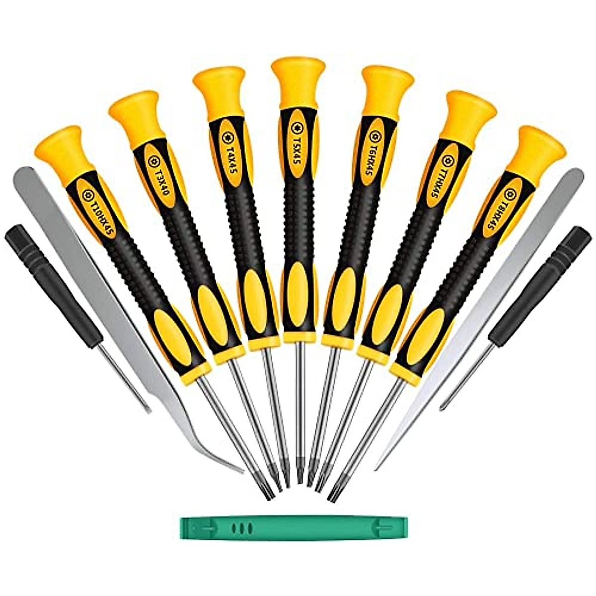 Kingsdun 12Pcs Magnetic Torx Screwdriver Sets with T3 T4 T5 Torx 6 T7 T8 T10 Star Screwdrivers, Stainless Steel Tweezers & Philip Slotted Screwdrivers for Phone/Mac/Camera/Computer Repairing