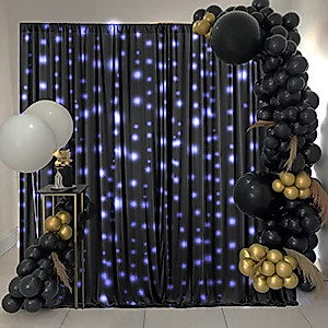 10ft x 7ft Black Backdrop Curtain for Parties Black Wrinkle Free Backdrop Drapes Panels for Birthday Party Wedding Photo Photography Polyester Fabric Background Decoration