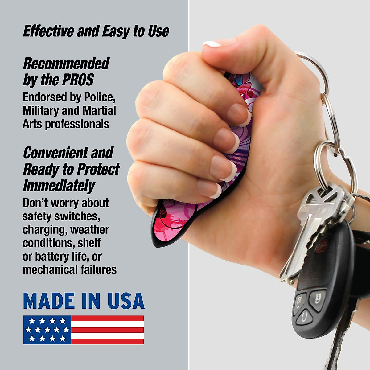 MUNIO Self Defense Keychain Kit – Personal Safety Device, Portable and Legal for Airplane Travel, TSA Approved, Made in the USA (Spring Breeze)