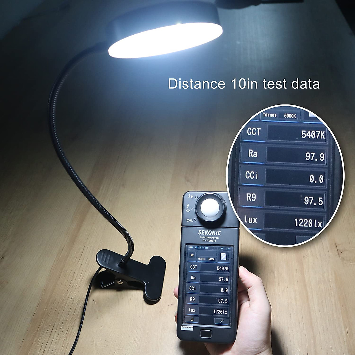 AVEVA Clip on Desk Lamp,96 CRI Eye Protection Book Light,Small Desk Lamp for Dorm,3 Color Modes,Dimmable LED Table Lamp,Black Metal Body 360° Gooseneck Reading Light (Non-Rechargeable )