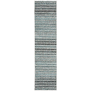 SAFAVIEH Skyler Collection 2' x 4' Blue/Grey SKY196C Stripe Non-Shedding Living Room Bedroom Accent Rug
