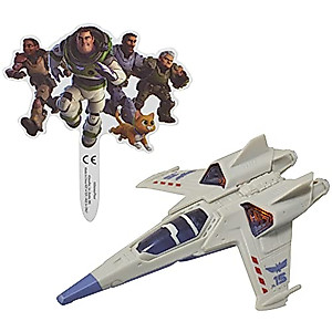 DECOPAC DecoSet Disney and Pixar Lightyear Let's Do This! Cake Topper With Working Lights, Rocket, Buzz, and Friends, 2 Piece Cake Decoration