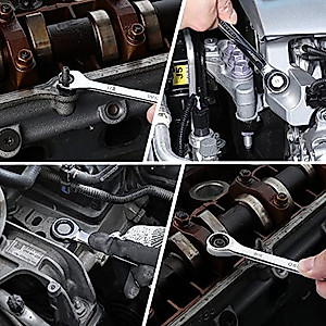 WORKPRO 22-Piece Ratcheting Combination Wrench Set, 72 Teeth, Combo Ratchet Wrenches Set with Organizer Box, Metric 6-18mm & SAE 1/4-3/4"