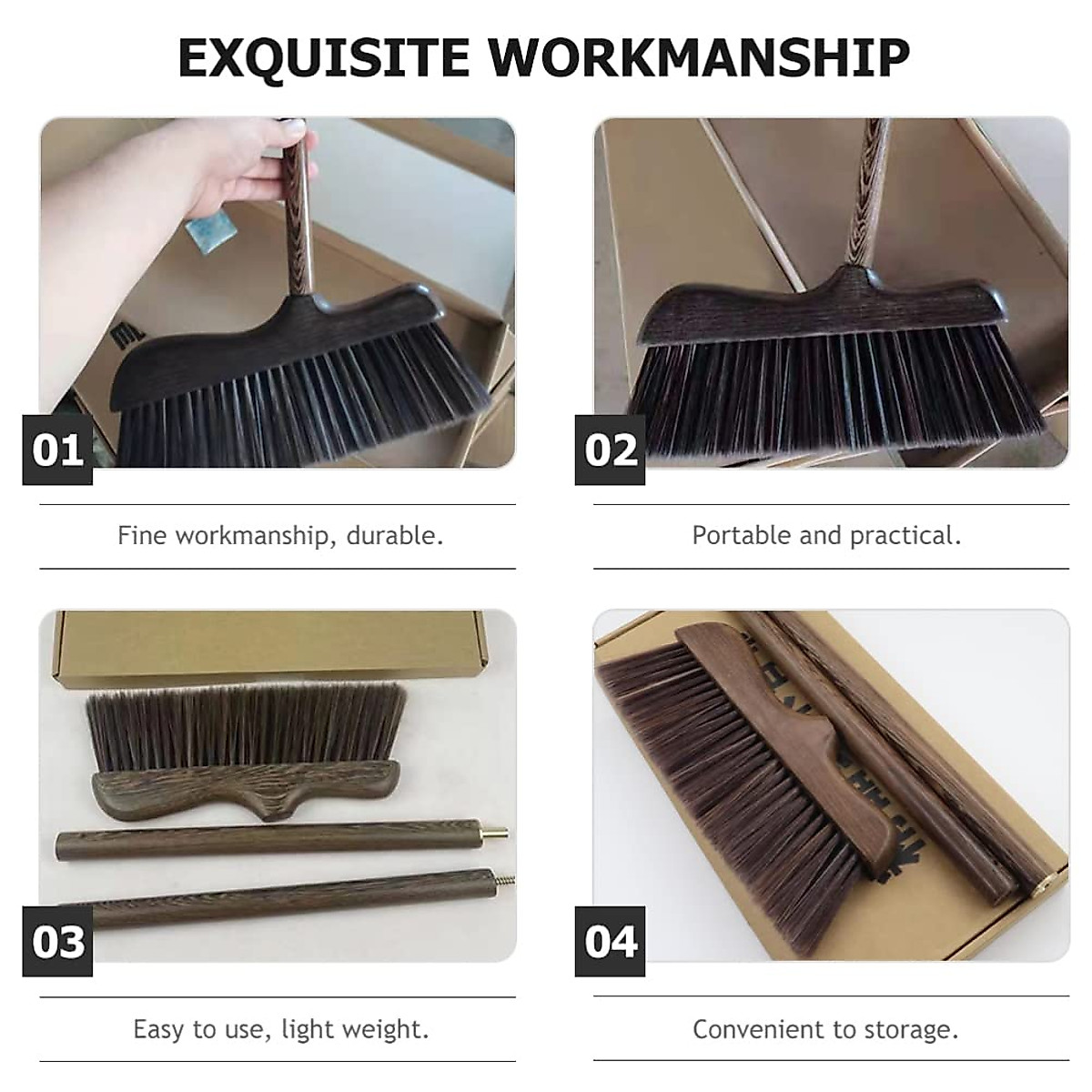Zerodeko Vintage Trash Clean Broom Indoor Broom Portable Cleaning Brush Garbage Sweeping Broom Escobas para Barrer Piso Handle Cleaning Broom Garden Furniture Easy to Carry Wooden Office