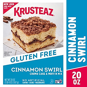 Krusteaz Gluten Free Baking Mix, Cinnamon Swirl Crumb Cake & Muffin Mix, Gluten Free with No Artificial Flavors, Colors or Preservatives, 20 Ounce (Pack of 2)