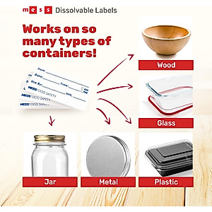 MESS Dissolvable Food Labels -200 Removable Food Container Labels - Blank Labels for Food Containers - Dissolvable Food Labels Stickers - Freezer Labels - Bottle Labels, Jars Food Storage Labels 1x2"