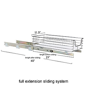 Household Essentials Design Trend 11.5" Extended Depth 1-Tier Single Basket Sliding Shelf Under Cabinet Organizer, White