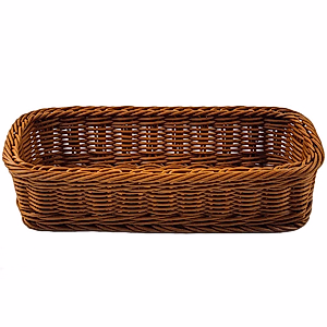 Cabilock Imitation Rattan Woven Flatware Basket Chopsticks Fork Storage Tray Kitchen Cutlery and Utensil Organizer Silverware Countertop Storage Container