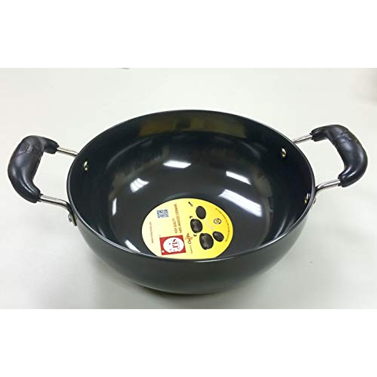 Eris EHDF314 Hard Anodized 8.5" Deep Fry Pan/Kadhai, Black