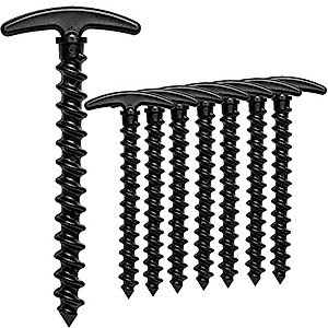 Tent Stakes 10 Pack Ground Anchors Tent Pegs,5.7in T Shape Spiral Ground Stakes,Camping Stakes for Tent Tarps Canopy Camping Hiking