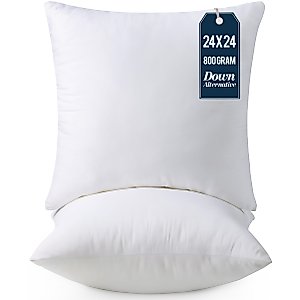 Utopia Bedding Throw Pillows Insert (Pack of 2, White) - 24 x 24 Inches Bed and Couch Pillows - Indoor Decorative Pillow