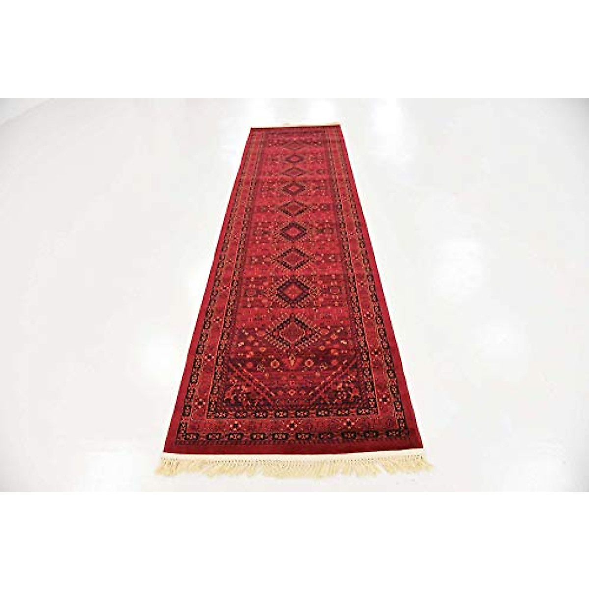 Unique Loom Tekke Collection Over-Dyed Saturated Traditional Torkaman Area Rug, 2 ft 7 in x 10 ft, Red/Black