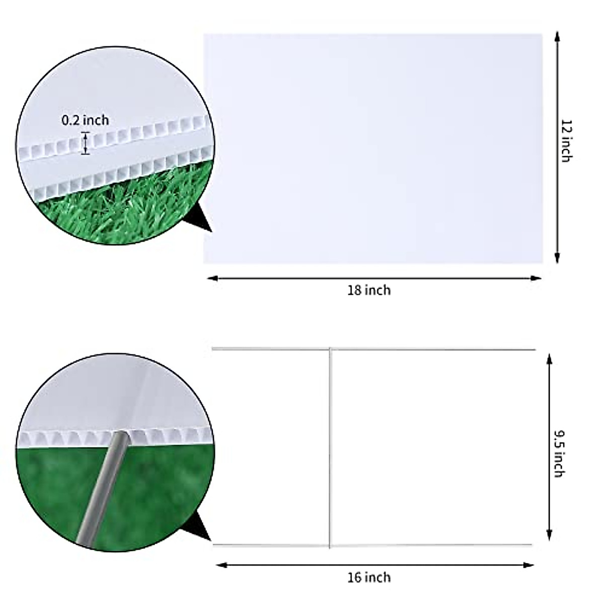 10 PACK 18 x 12 Inches Blank Yard Signs - Waterproof Corrugated Plastic Signs, Blank Yard Signs with Stakes for Gardens, Parks, Warnings, Fairs, Commercials, Garage Sale Signs, Advertising