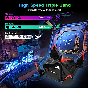 NEWFAST AX5400 WiFi 6 Adapter, USB 3.0 WiFi 6E Adapter for Gaming PC, 5400Mbps Tri-Band E-Sports Wireless Adapter for Desktop PC Laptop, Wireless Network Adapter WiFi Dongle Supports Windows 11/10