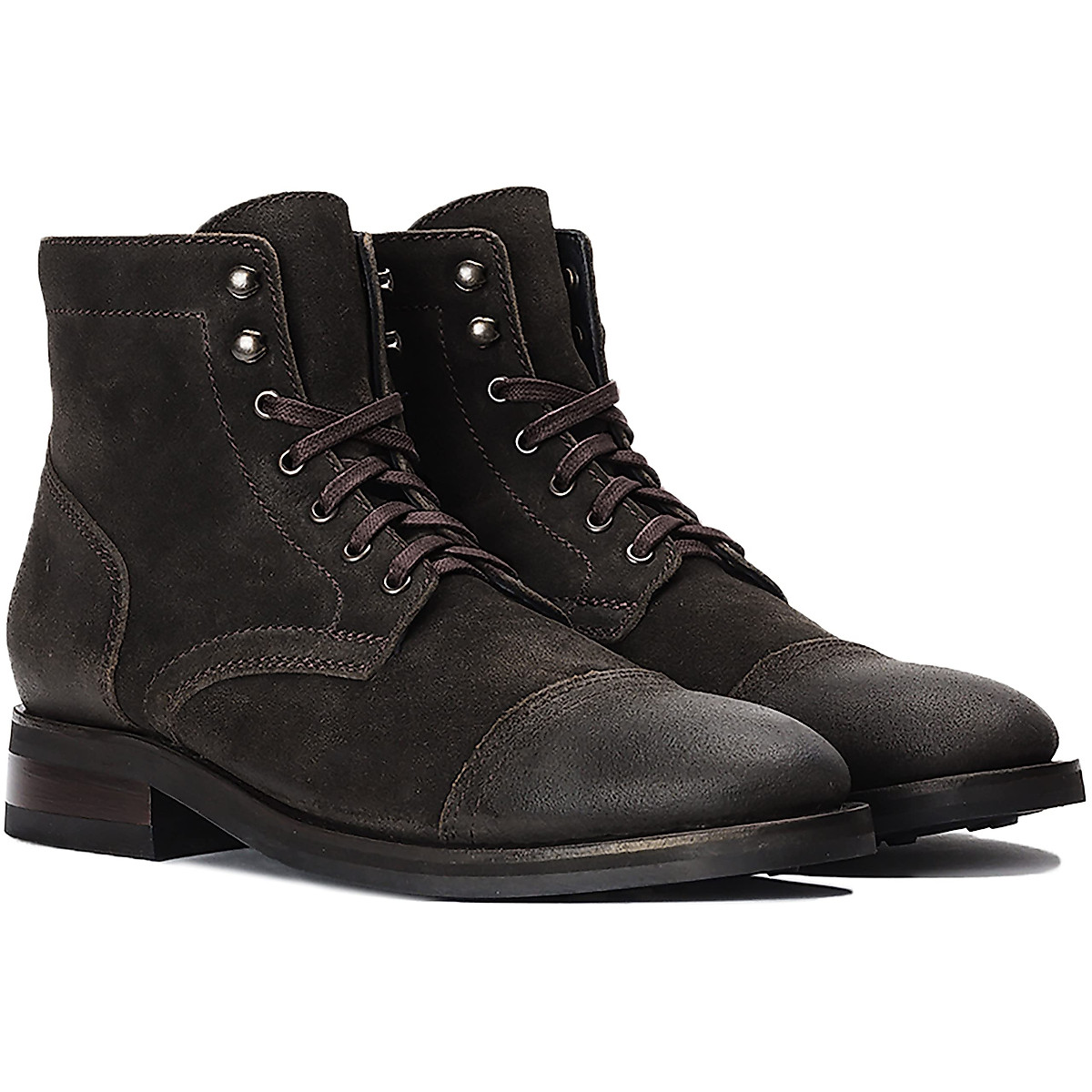 Thursday Boot Company Men’s Captain Cap Toe Leather Boots, Dark Olive Suede, 10.5