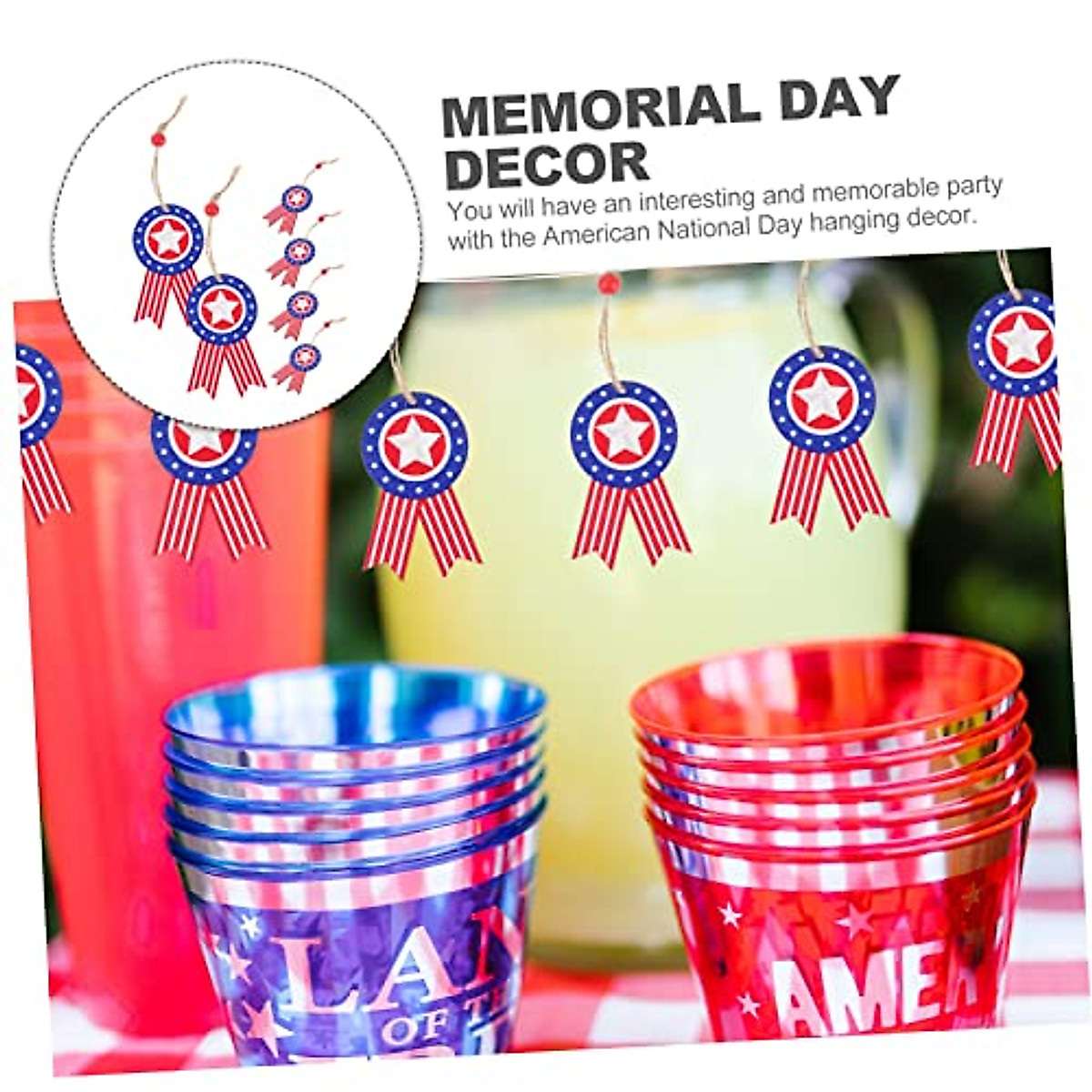 Hanging Wall Decor Outdoor Decor 6pcs Independence Day Pendant Medal at Home Wooden Front Door Decor