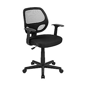 Flash Furniture Flash Fundamentals Mid-Back Black Mesh Swivel Ergonomic Task Office Chair with Arms