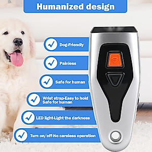 Anti Barking Device with Training/Deterrent Modes,Anti Barking Device Ultrasonic Dog Barking Deterrent with LED Flashlight,Portable Indoor & Outdoor,Dog Training & Behavior Aids