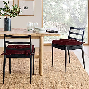 cozyide Chair Cushions for Dining Chairs, 17" x 17" Non-Slip Kitchen Chair Pads with Adjustable Ties, Memory Foam Indoor Chair Cushions for Dining Room, Burgundy (Pack of 4)