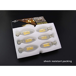 BRIMAX 4W E12 Candelabra Led Bulbs Dimmable, 40 Watt Equivalent, 2700K Warm Glow, C35 B11 Filament Led Candle Light Bulbs for Foyer Chandeliers, Celling Fans and Other Wall Fixtures, 6Pack