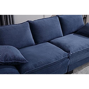 Modern Loveseat Couch Sofa,89'' Corduroy Upholstered 2-Seat Sofa, Sectional Love Seat Furniture with 2 Pillows with Movable Armrest, Deep Couches for Living Room,Navy Blue