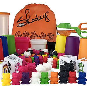 Skoolzy Language Rainbow Counting Bears, Matching Sorting Cups with Scoop Tongs 114pc Set - Teddy Bear Math Manipulatives for Toddlers - Sensory Toys - Fine Motor Skills Toys for Age 3+