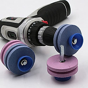 4 Layers Lawn Mower Blade Sharpener for Drill, Lawn Mower Sharpener Rotary Grinding Garden Faster Tool Hand Drill Attachment, Lawn Mower Sharpener Grinder Wheel Stone for Most Power Drill Hand Drill